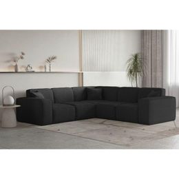 Ecksofa Designersofa celes premium Stoff Ascot Bukla Schwarz Seite Universal