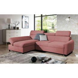 Ecksofa Schlafsofa Sofa anton xs in Stoff Esito Rosa Ottomane Links