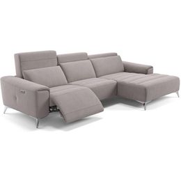 Sofanella - Stoff Ecksofa bella Rechts Hellgrau s: 253 x 163 Breite x 100 Tiefe Füße: Matt-Schwarz - Hellgrau