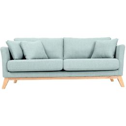 Miliboo Sofa skandinavisch 3 Plätze Hellblau Holzbeine oslo