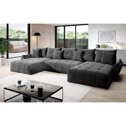 Eckcouch Decor u - Ecksofa L-form mit Bettkasten und Schlaffunktion - Grau - Grau - Graingold