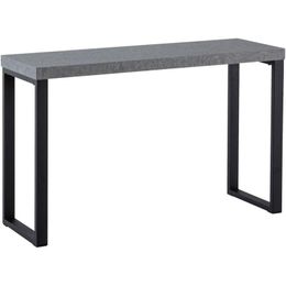 FineBuy Konsolentisch Beton-Optik / Schwarz 120x40x76 cm Design Anrichte Flur, Ablagetisch Grau Schmal, Flurtisch mit Metallbeine, Dielentisch Lang Hoch,