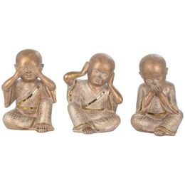 Mönch, der nicht sieht, hört, spricht, Kunstharz, golden, 21 cm, orientalische Buddha-Figur, Feng Shui-Dekoration