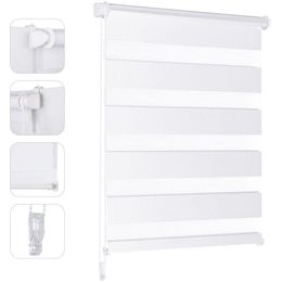 sekey Doppelrollo Klemmfix ohne Bohren für Fenster ohne Bohren Doppelrollo Duo Rollo Jalousie Sonnenschutz, Weiß, 130x210cm