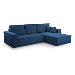 Ecksofa mangussi mini in L-Form Schlaffunktion Bettkasten PSO5 Marineblau - Furnix