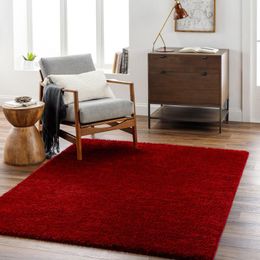 Teppich Hochflor Wohnzimmer Soft Weich Shaggy Einfarbig Rot 160 x 213 cm - Surya