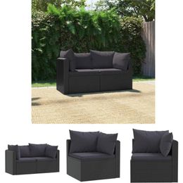 Rtgpt - The Living Store 2-tlg. Garten-Sofagarnitur mit Auflagen Poly Rattan Schwarz - Gartensofaelemente - Schwarz