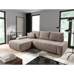 Ecksofa Sofa mit Schlaffunktion vogar Stoff Poso Hellbraun Ottomane Links