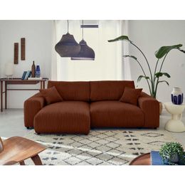 Lisa Design - Garance – ecksofa beidseitig montierbar - 4-sitzer – aus breitcord - terrakotta