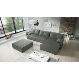 Polstersofa in L-Form elone system 2 Couch mit Sitzbank RL27 Grau - Furnix