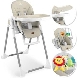 Kidiz - 3in1 Hochstuhl Kinderhochstuhl inkl. Spielbügel Babyliege Kombihochstuhl Babyhochsitz 7 höhenverstellbar Verstellbare Rückenlehne Beige