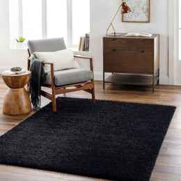 Surya - Teppich Hochflor Wohnzimmer Soft Weich Shaggy Einfarbig Schwarz 200 x 275 cm