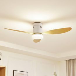 LUCANDE LED-Deckenventilator Kayu, weiß, DC, leise, 132 cm