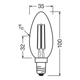 Osram LED-Leuchtmittel Kerze Filament E14 3,8W 2700K 806lm