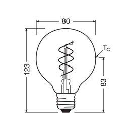 Osram LED Vintage G80 E27 4,9W 922 Spiral Filament gold dim