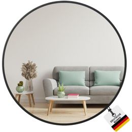 ALBATROS - Spiegel rund schwarz mit Metallrand, 60cm Durchmesser, für Wohnzimmer, Badezimmer, Flur, Schlafzimmer, groß, Wand