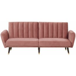 Beliani - Schlafsofa Rosa Samtstoff mit 3-fach verstellbarer Rückenlehne Schlaffunktion 3-Sitzer Sofa Glamour Stil