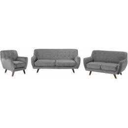 Beliani Sofa Set Grau Samtstoff Sitzgruppe Klassisch Minimalistisch Wohnzimmer