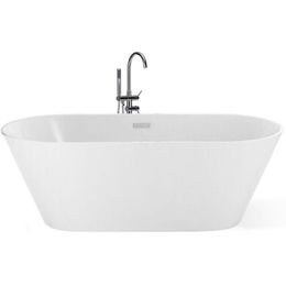 Beliani Freistehende Badewanne Weiß 150 x 75 cm Acryl Oval 150 cm Badezimmer