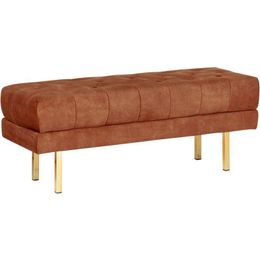 Beliani Bettbank Dunkelrot aus Samtstoff Gesteppt Knopfheftung 117 cm mit Goldenen Beinen Elegant Sitzbank für Schlafzimmer Flur Garderobe Wohnzimmer