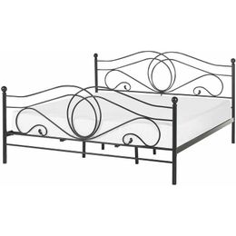 Beliani Metallbett Schwarz 180 x 200 cm Mit Lattenrost Metall Verzierungen Romantisch Klassisch