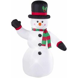 Beliani Aufblasbarbarer Schneemann Weiß mit LED-Beleuchtung 200 cm für Garten vorm Haus Weihnachtsdekration Outdoor Dekoration