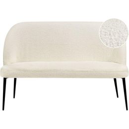 Beliani Sofa Hellbeige Bouclé-Stoffbezug 2-Sitzer Küchensofa mit Schwarzem Metallgestell Ohne Armlehnen Modern Wohnzimmer Möbel Wohnecke Sitzecke Küche