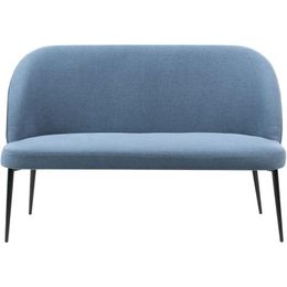 Beliani Sofa Blau Stoffbezug 2-Sitzer Küchensofa mit Schwarzem Metallgestell Ohne Armlehnen Modern Wohnzimmer Möbel Wohnecke Sitzecke Küche