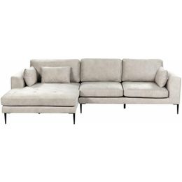 Beliani Ecksofa Hellgrau Samtstoff L-förmig 3-Sitzer Sofa Rechtsseitig mit Losen Kissen Schwarzen Metallfüßen Wohnzimmermöbel Modern Wohnecke Sitzecke