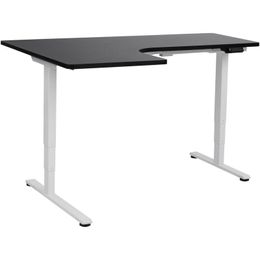 Beliani - Schreibtisch Links Schwarz u. Weiß Melamin L-Form 160x59 cm mit Metallgestell Elektrisch Höhenverstellbar Büro Steh-Sitz-Tisch Stehtisch