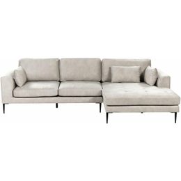 Beliani Ecksofa Hellgrau Samtstoff L-förmig 3-Sitzer Sofa Linksseitig mit Losen Kissen Schwarzen Metallfüßen Wohnzimmermöbel Modern Wohnecke Sitzecke