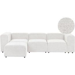 Beliani 3-Sitzer Sofa Cremeweiß Cord-Stoffbezug Modular mit Ottomane Breite Hohe Armlehnen Niedrige Rückenlehne Wohnzimmer Polstersofa Modulsofa