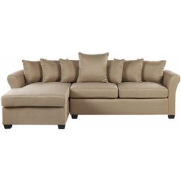 Beliani Ecksofa Beige Polyester L-Förmig Rechtsseitig Kissen Inklusive Minimalistisch Modern Wohnzimmer