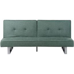 Beliani - Sofa Grün Polsterbezug 3-Sitzer Schlaffunktion Modern Wohnzimmer