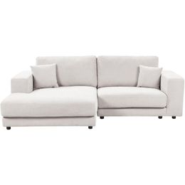 Beliani Ecksofa Cremeweiß Stoff L-förmig 3-Sitzer Sofa mit Chaiselongue Rechtsseitig Wohnzimmermöbel Modern Wohnzimmer Ausstattung Wohnecke Sitzecke