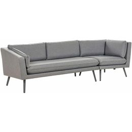 Beliani Garten-Ecksofa Grau Stoffbezug L-förmig 3-Sitzer Modulsofa Modern recht seitig Garten Terrasse Wohnzimmer Möbel Wohnecke Wohnlandschaft Sitzecke