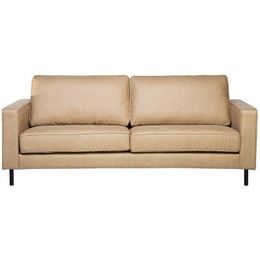 Beliani Sofa Beige Polsterbezug Lederoptik 3-Sitzer Minimalistisch Wohnzimmer