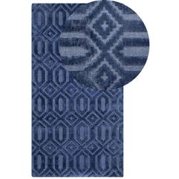 Beliani Teppich Blau 80 x 150 cm Kurzflor Handgewebt Rechteckig Orientalisches Design