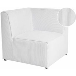 Beliani - Modul Ecksessel Cremeweiß Polsterbezug aus Cord quadratisch 1-Sitzer Modernes Retro Design Arbeits- und Wohnzimmer Salon Flur Diele Möbel