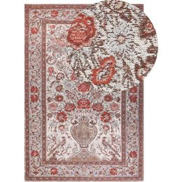 Beliani Teppich mehrfarbig aus Baumwolle und Polyester 200 x 300 cm mit Blumenmuster traditionell im Vintage-Stil