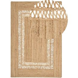 Beliani - Teppich Beige Jute Rechteckig 200x300 cm Geometriches Muster Handgemacht Boho Modern Kurzhaar für Fußbodenheizung Wohnzimmer Ausstattung