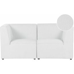 Beliani Sofa Cremeweiß Stoffbezug aus Cord mit Armlehnen 2-Sitzer Modulsofa Wohnzimmermöbel Modern Wohnecke Sitzecke