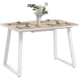 HOMCOM - Esstisch Ausziehbar Küchentisch für 4-6 Personen, Rechteckiger Esszimmertisch für Küche, Esszimmer, Stahl, 120/160 x 80 x 76 cm, Eiche