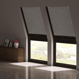 Thermo Dachfenster Rollo ohne Bohren Sonnenschutz Verdunkelungsrollo mit Saugnäpfen, Thermorollo Hitzeschutz für Dachfenster 60x73 cm, Grau - WOLTU