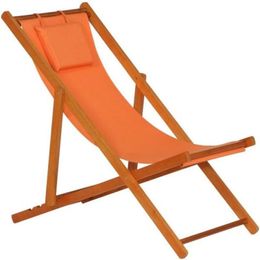 672582 Liegestuhl Faro, 110x58x90cm, Gestell: Hartholz, in light teak, Kissenbezug aus Polyester mit 230g/m² in orange - siena GARDEN