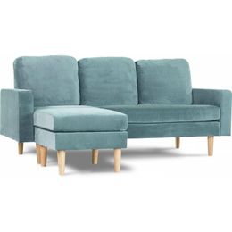 HABITAT ET JARDIN - Umkehrbares Ecksofa aus hellblauem Samt 'Gabby'- 3-Sitzer-Sofa