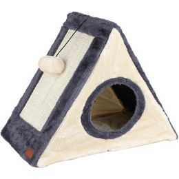 Spetebo Katzenhaus mit Kratzbrettern aus Sisal - 42 x 35 cm - Katzenhöhle mit Spielball - Katzenhütte Katzenbett Katzenhäuschenmit Spielball