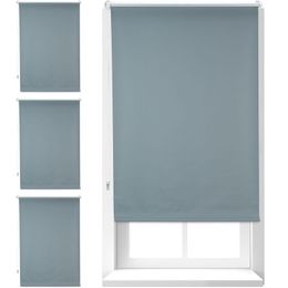 Relaxdays 4 x Verdunkelungsrollo, Hitzeschutz, Thermo Rollo Klemmfix, blickdichtes Seitenzugrollo 70x165, Stoff 66 cm, grau