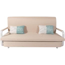 Schlafsofa HHG 530, Schlafcouch Couch Sofa, Schlaffunktion Bettkasten Liegefläche, 190x185cm Stoff/Textil beige