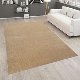 Paco Home - Teppich Für Wohnzimmer Einfarbig Kurzflor Schlicht Und Modern Gold Beige 240x340 cm